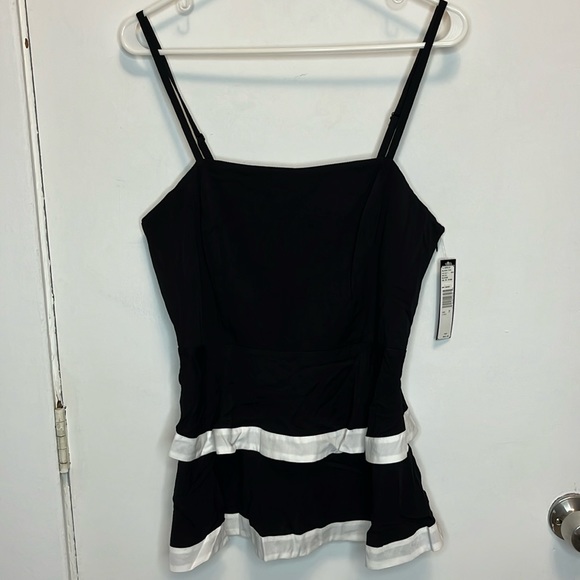 Tahari | Tops | Tahari Black And White Spaghetti Strap Blouse | Poshmark